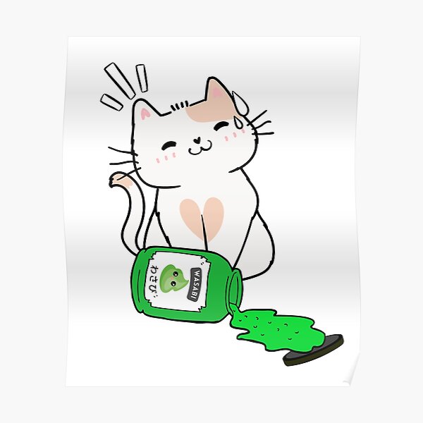 "Cute White Persian Cat Spilled Wasabi sauce" Poster for Sale by Pet ...