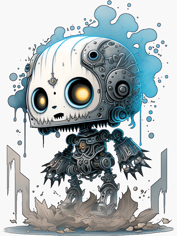 "Adorable Chibi Mechanoid Monster - Armored Skeleton" Sticker for Sale ...