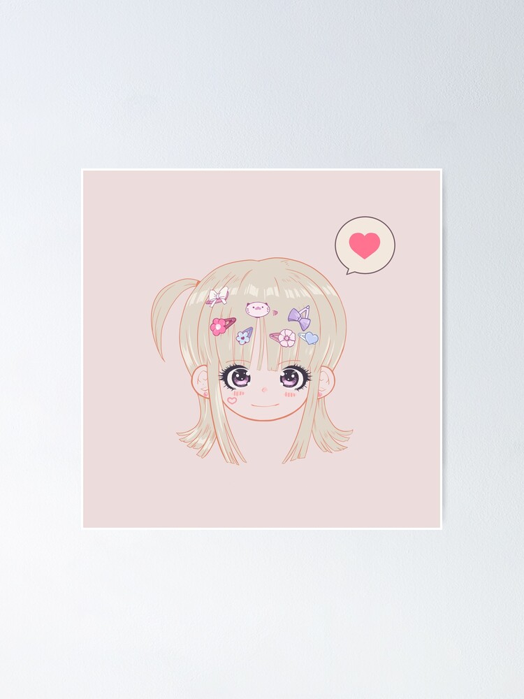 "Decora Kei Cute Anime Girl Face" Poster for Sale by doodlingjay ...