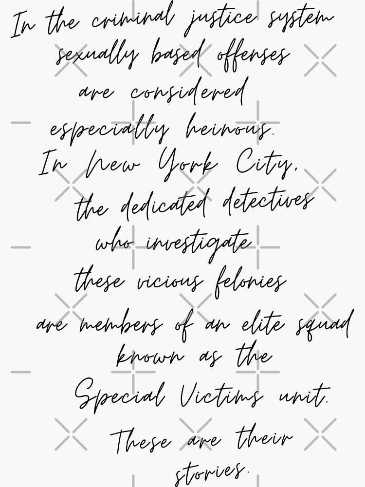 "Opening Lines: Law and Order SVU [For SVU Superfans]" Sticker for Sale ...