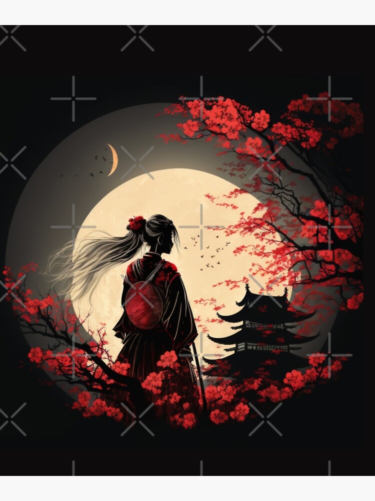 " Japanese Samurai Girl and Vintage Sakura Cherry Blossom- Japanese ...