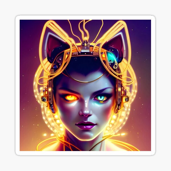 "Kitty cat raver girl" Sticker for Sale by Holohydra | Redbubble