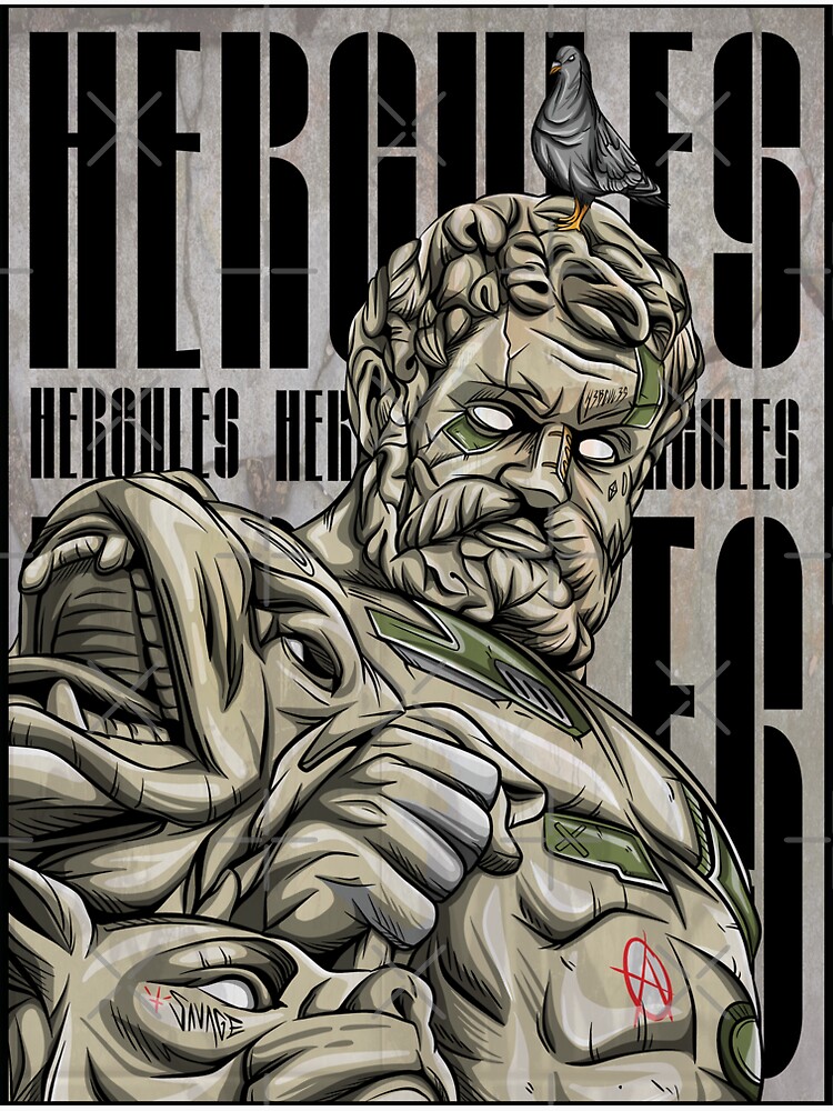 "HERCULES. Futuristic urban style Greek sculpture design" Sticker for ...