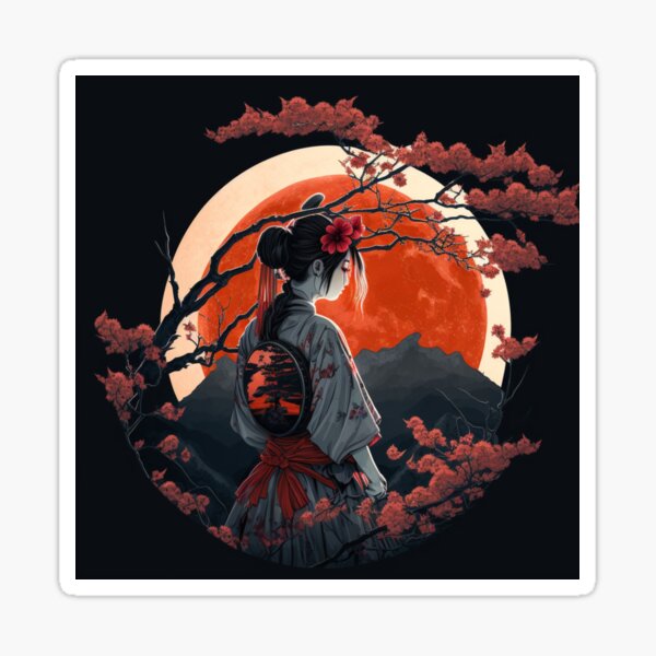 " Japanese Samurai Girl and Vintage Sakura Cherry Blossom- Japanese ...
