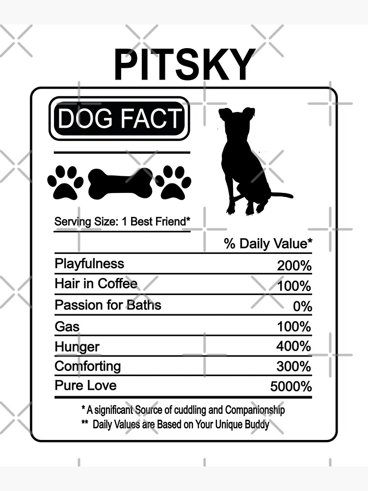 "Pitsky Dog Nutritional Facts,Pitsky Owner Birthday" Poster for Sale by ...