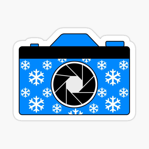 "Camera with light blue background and white snowflake camera body ...