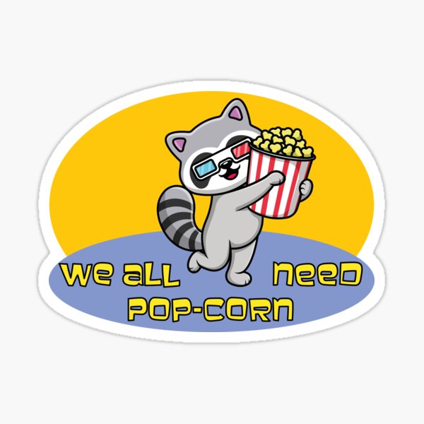 "We all need popcorn" Sticker for Sale by BorJam | Redbubble