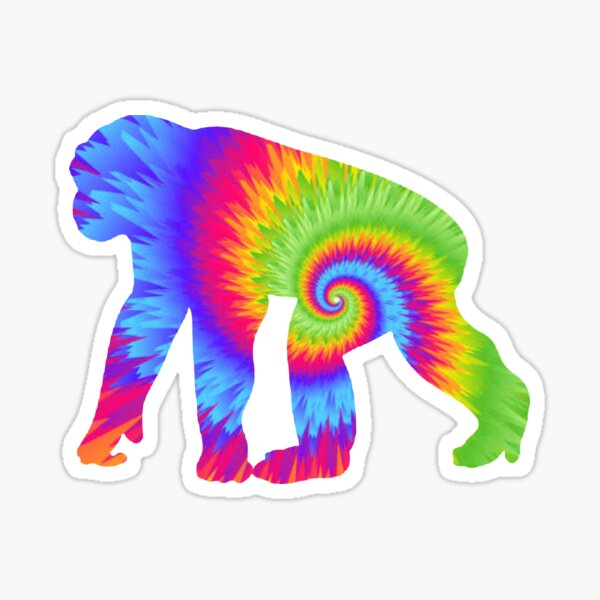 "Tie Dye Rainbow Chimp" Sticker for Sale by KiwiAs | Redbubble