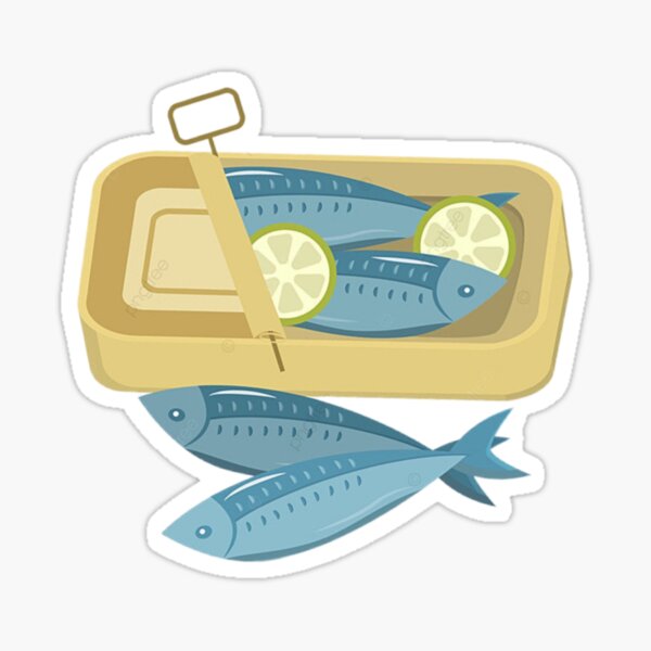 "Tinned Fish Sardine tuna." Sticker for Sale by Raplove | Redbubble