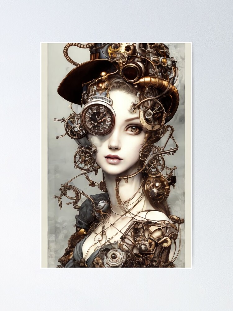 Aster Steampunk Girl Portrait Poster For Sale By Kamiri Redbubble 