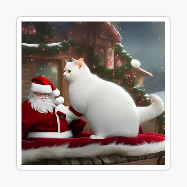 "Lily with Santa Painting 2023 Christmas Edition" Sticker for Sale by ...