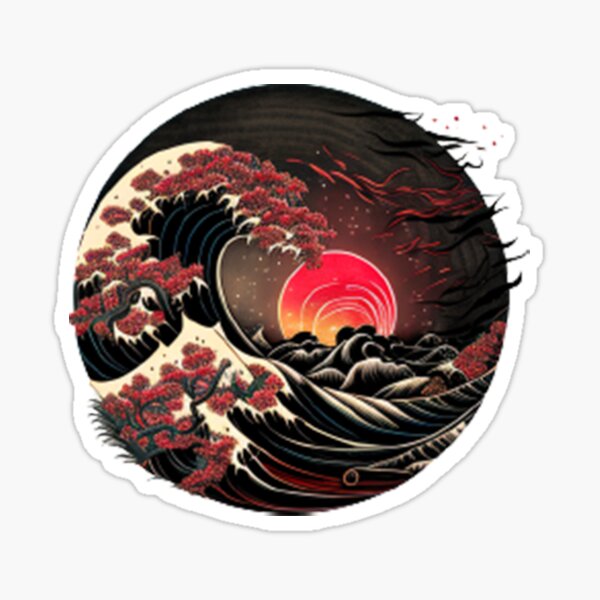 "Inspired by The Great Wave of Kanagawa - Japanese Wave Art" Sticker ...