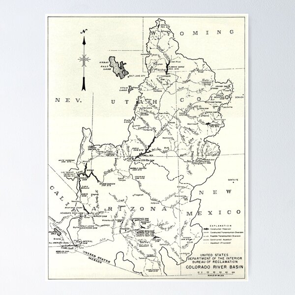 "Colorado River Basin Map c. 1935" Poster for Sale by Daniel-Hagerman ...