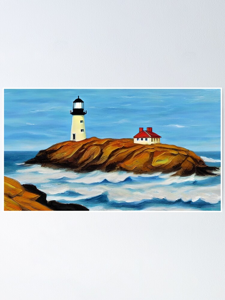 "Lighthouse Art, Impasto Art, California Lighthouse Art" Poster for ...