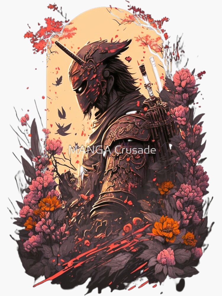 " Floral samurai, Retro samurai, Water color Samurai" Sticker for Sale ...