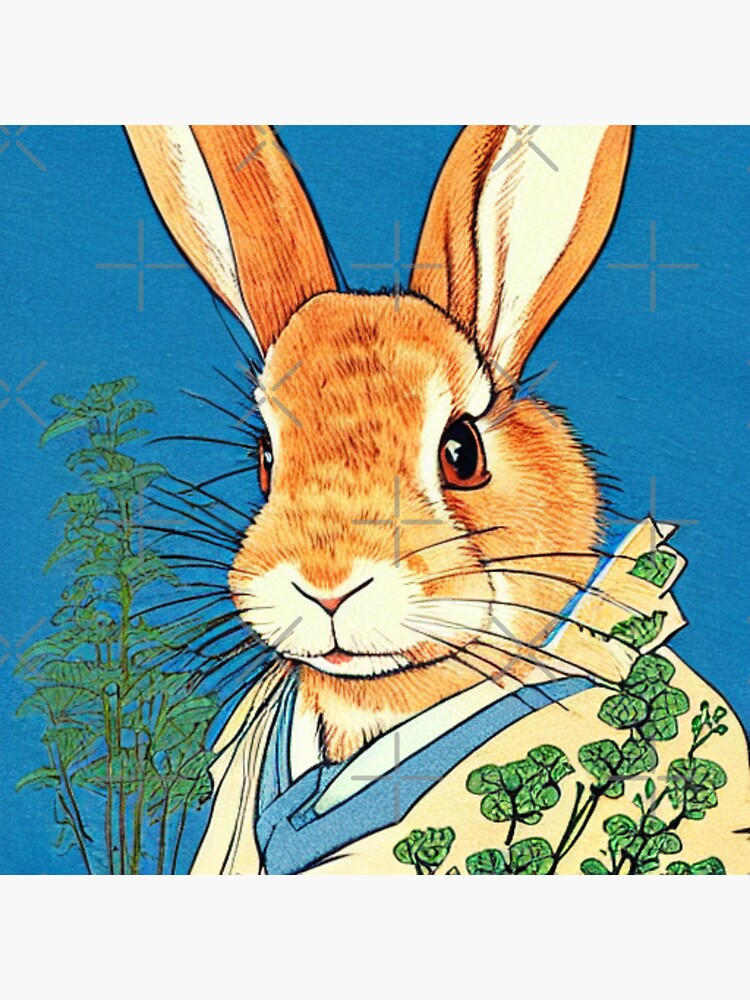 "Long Eared Flemish Giant Rabbit Bunny with Florals" Sticker for Sale ...