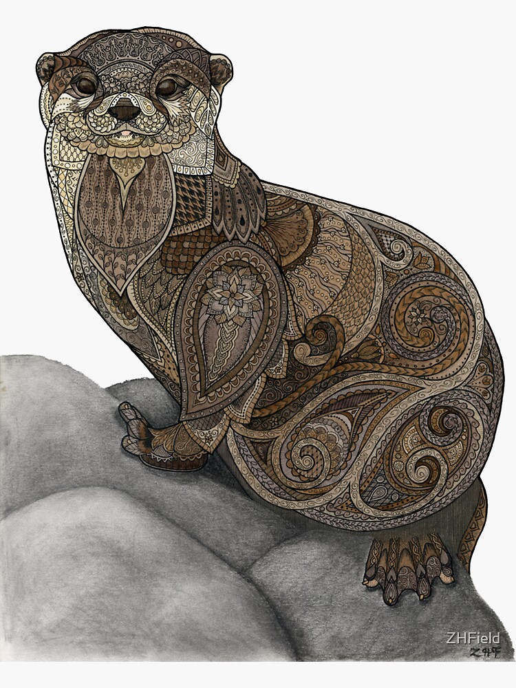 "Otter Tangle" Sticker for Sale by ZHField | Redbubble