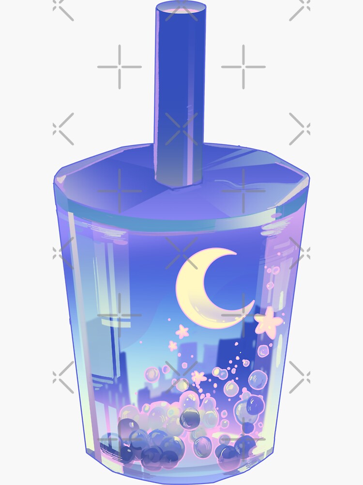 "Galaxy Night City Boba" Sticker for Sale by Evumango | Redbubble