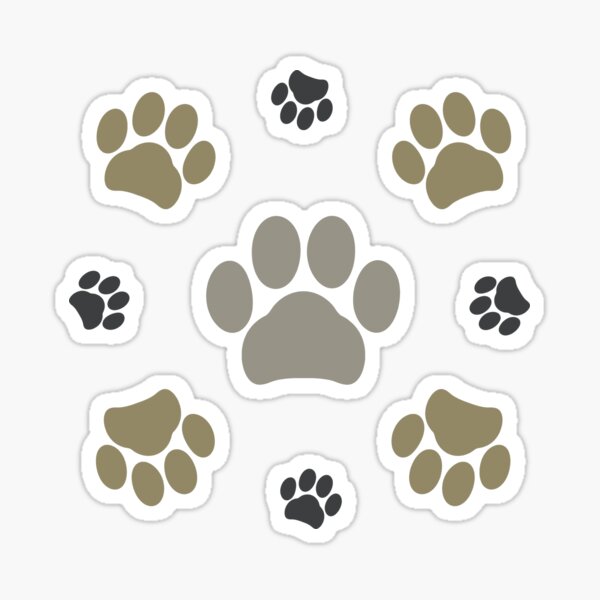 "Muddy Paw Print Pattern in White" Sticker for Sale by DarkHorseDepict ...