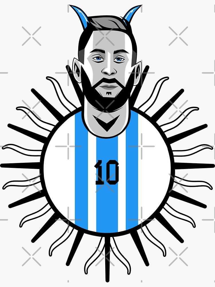 "LM #10 GOAT - ARG 22 Sky Blue Football" Sticker for Sale by LanaIllust ...