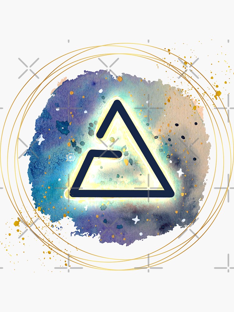 "Aard - Witcher Sign Watercolor - Gold border" Sticker by Caessio ...