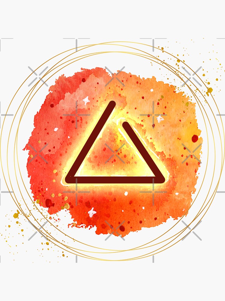 "Igni - Witcher Sign Watercolor - Gold border" Sticker for Sale by ...