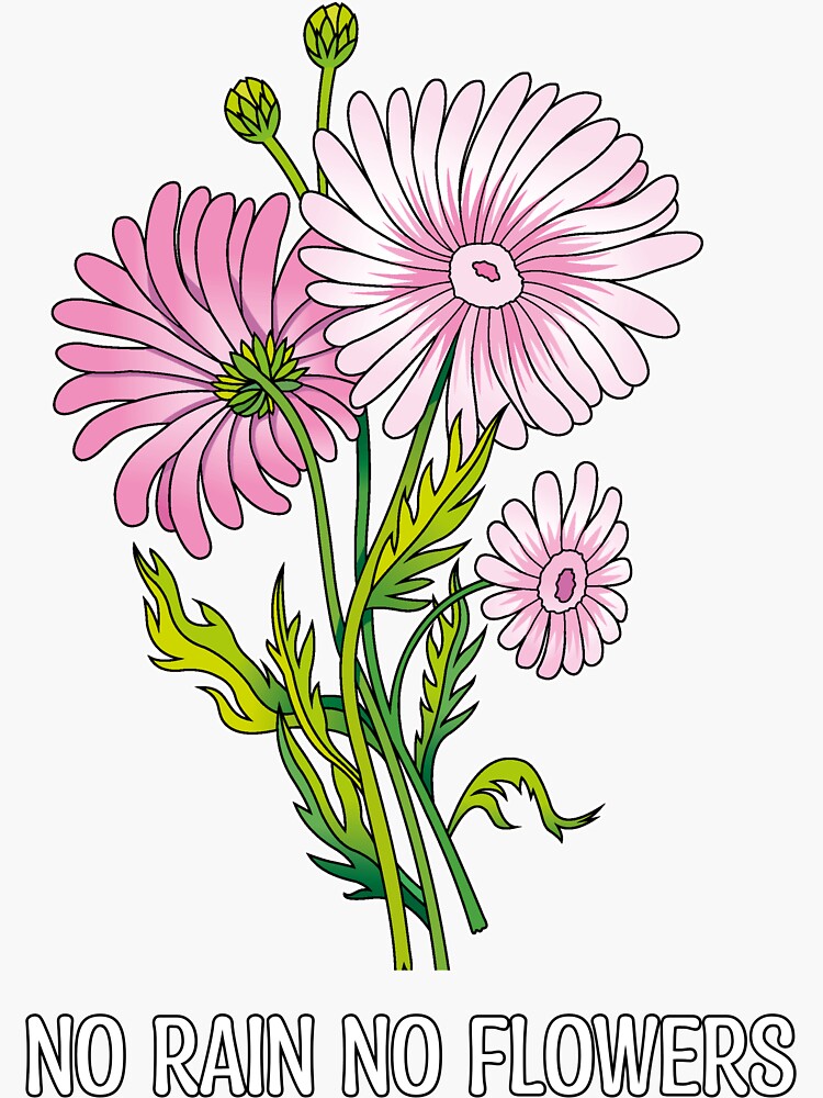 "No rain no flowers inspirational flowers quote" Sticker for Sale by ...