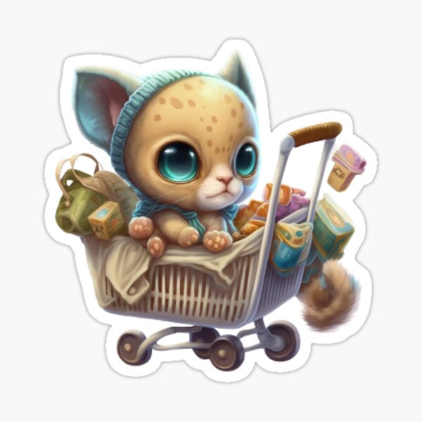 "cute newborn cat Born to shop" Sticker for Sale by cold-cabana | Redbubble