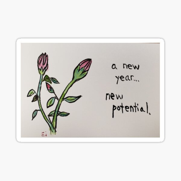 "New Year, New potential" Sticker for Sale by EtegamiJourney | Redbubble