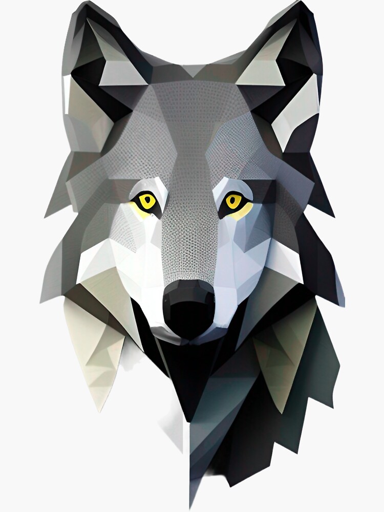 "Contemporary Polygon Wolf Design - Perfect for Animal Lovers" Sticker ...