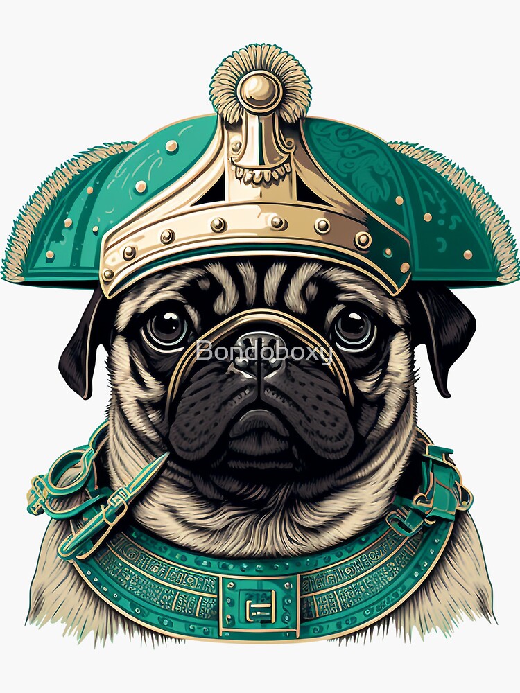 "Pug with a Middle Ages Helmet" Sticker for Sale by Bondoboxy | Redbubble