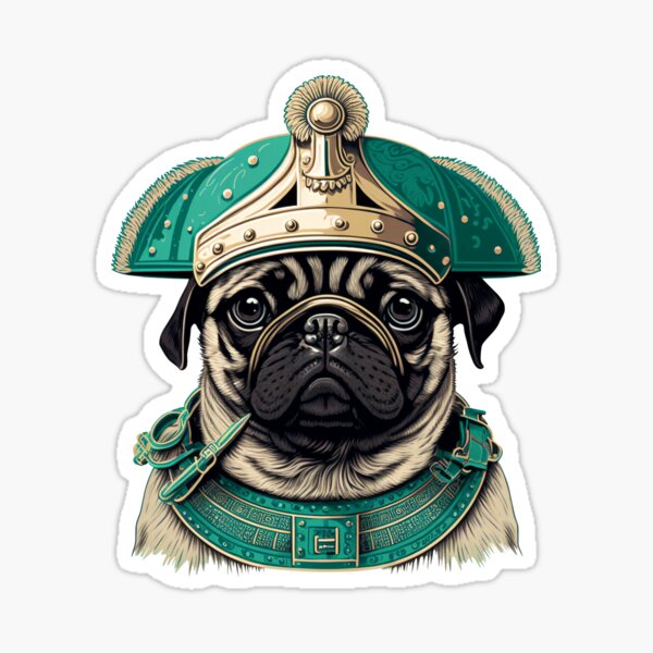"Pug with a Middle Ages Helmet" Sticker for Sale by Bondoboxy | Redbubble