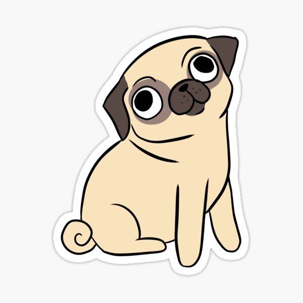 "Cute pug cartoon illustration " Sticker for Sale by Yarafantasyart ...