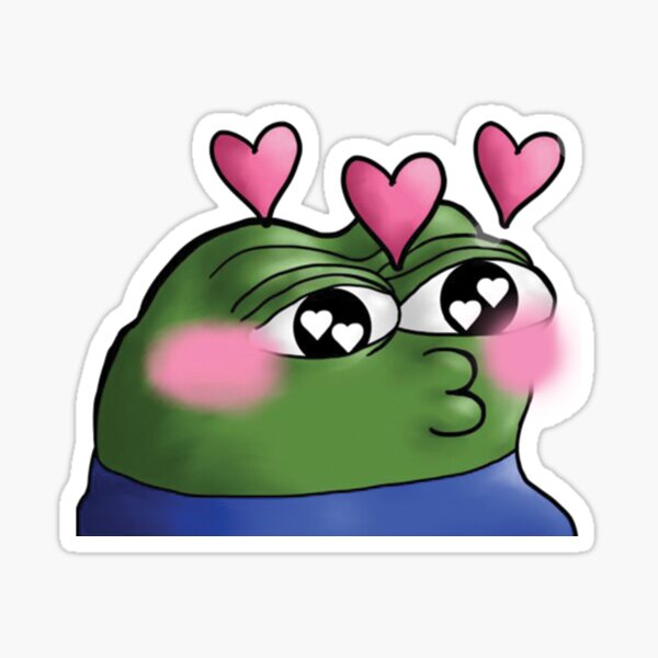 "Pepe the Frog - Peepo in love with hearts" Sticker for Sale by ...