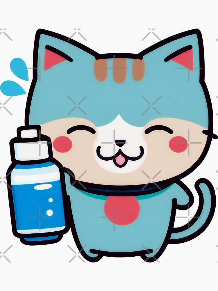 "Water Bottle Kitty | Water Flask Cat | Kawaii Chibi Anime Cats | Hydro ...