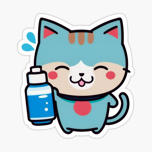 "Water Bottle Kitty | Water Flask Cat | Kawaii Chibi Anime Cats | Hydro ...