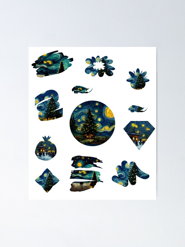 "Van Gogh Painting Starry Night Remake Winter Starter Pack " Poster for ...
