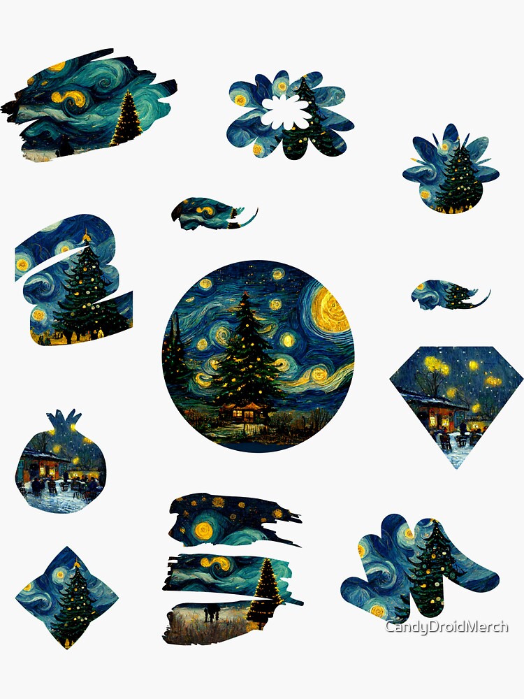 "Van Gogh Painting Starry Night Remake Winter Starter Pack " Sticker ...
