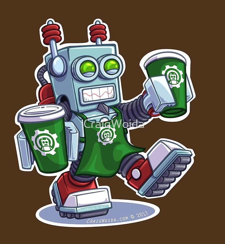 "Barista-Bot 9000, Robot" by CraigWoida | Redbubble
