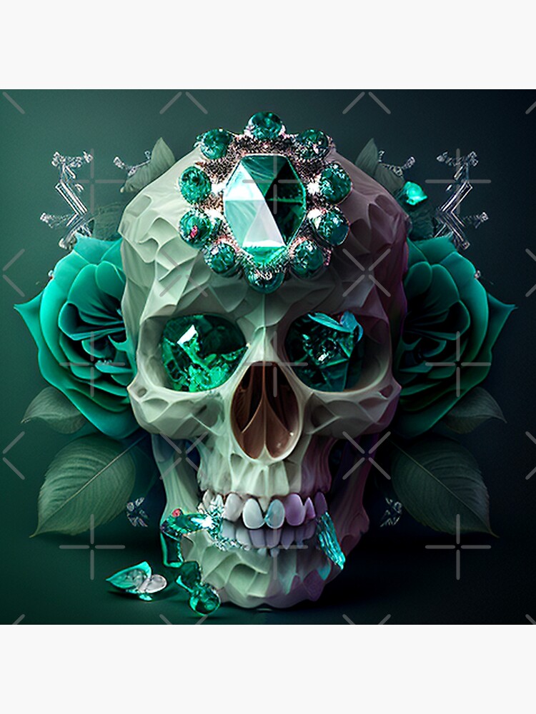 "Emerald and botanic skull #001" Sticker for Sale by Deepshirt | Redbubble
