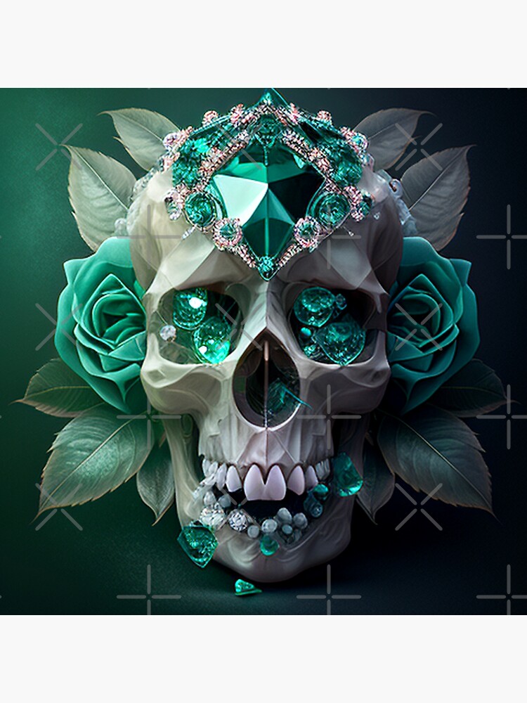 "Emerald and botanic skull #003" Sticker for Sale by Deepshirt | Redbubble
