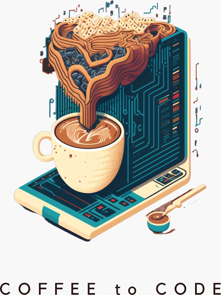 Pegatina «Programación: convirtiendo el café en código» de ...