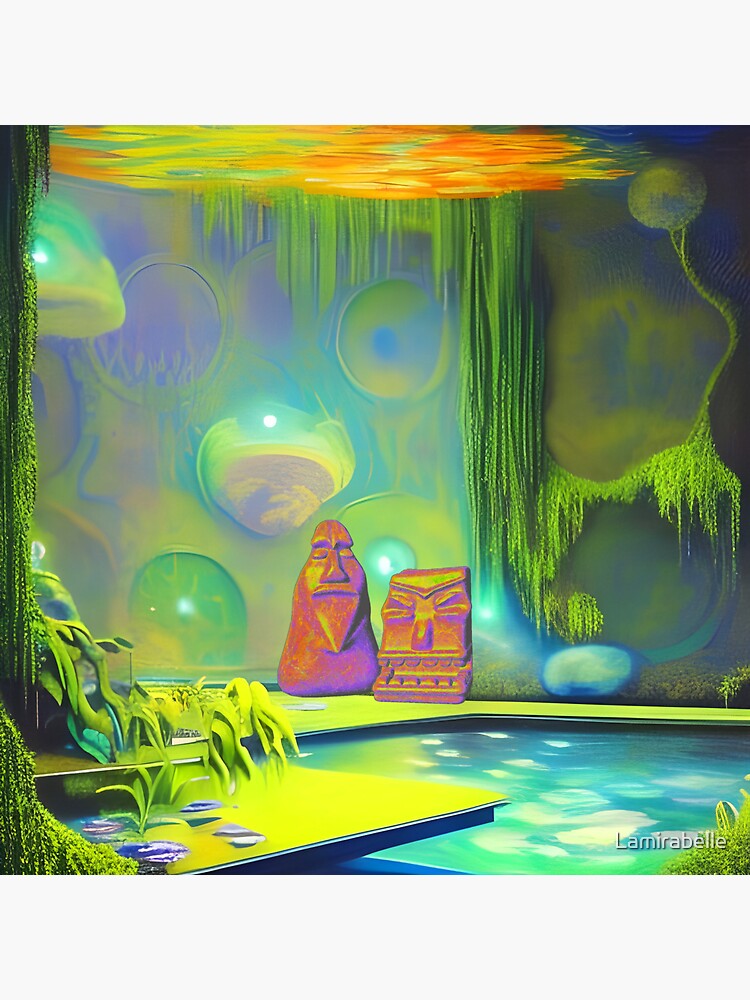 "Tiki gods by the pool" Sticker for Sale by Lamirabelle | Redbubble