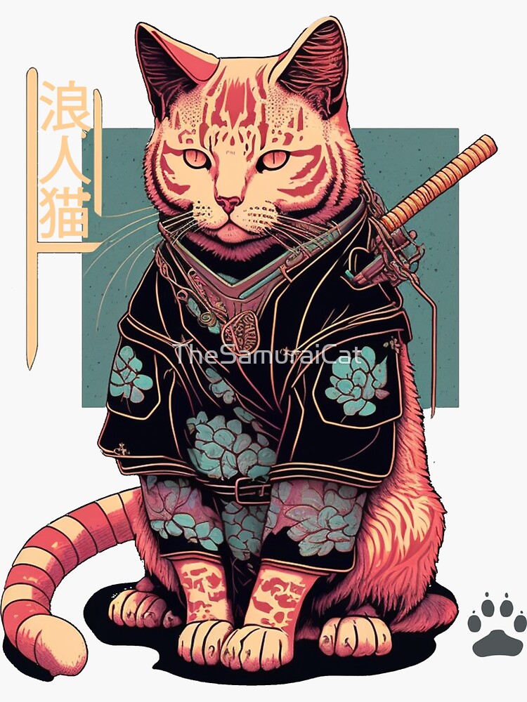 "Ronin Cat" Sticker for Sale by TheSamuraiCat | Redbubble