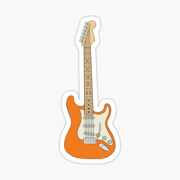 "Orange Electric Guitar" Sticker for Sale by wackyworms | Redbubble