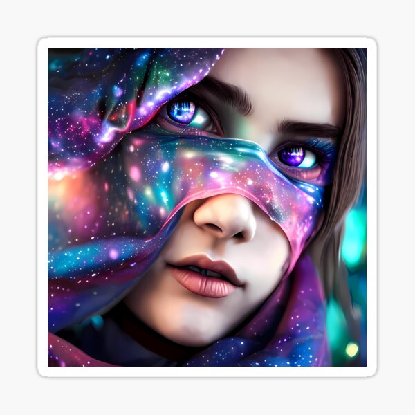 "Galaxy girl" Sticker for Sale by BigBrainArtwork | Redbubble