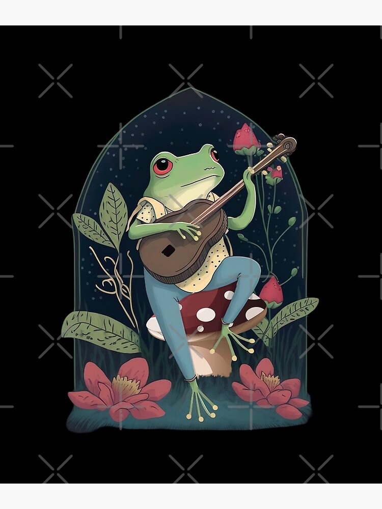 "Cottagecore Aesthetic Frog Playing Banjo on Mushroom Cute Vintage ...