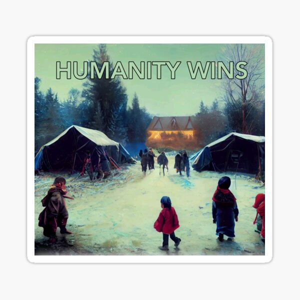 "humanity wins" Sticker for Sale by Crownshpo | Redbubble