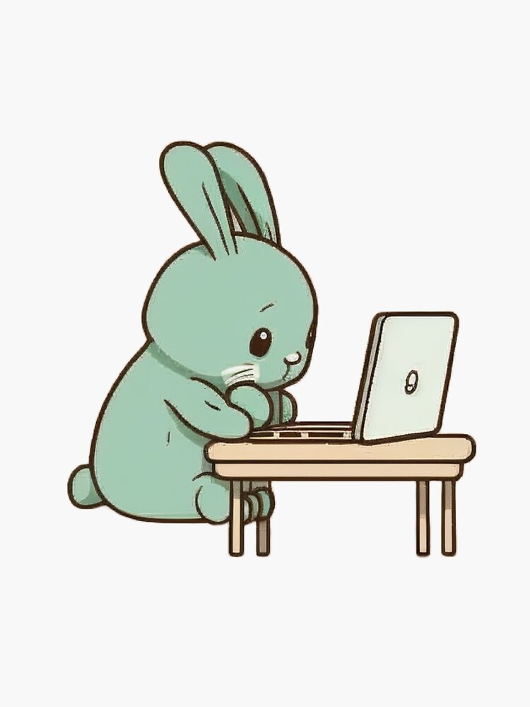"Busy Bunny Studying" Sticker for Sale by SynthOasis | Redbubble