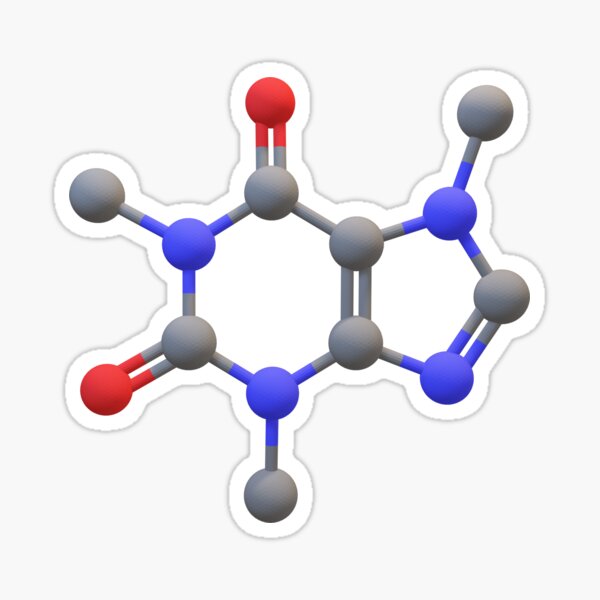 "Caffeine 3D Molecule" Sticker for Sale by soyquimico | Redbubble